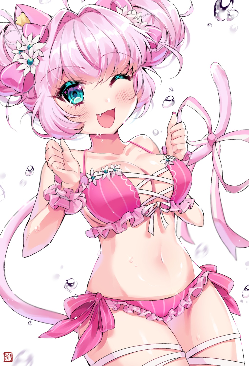 yeon kun show by rock!! rosia (show by rock!) animal ears bikini nekomimi swimsuits tail ...